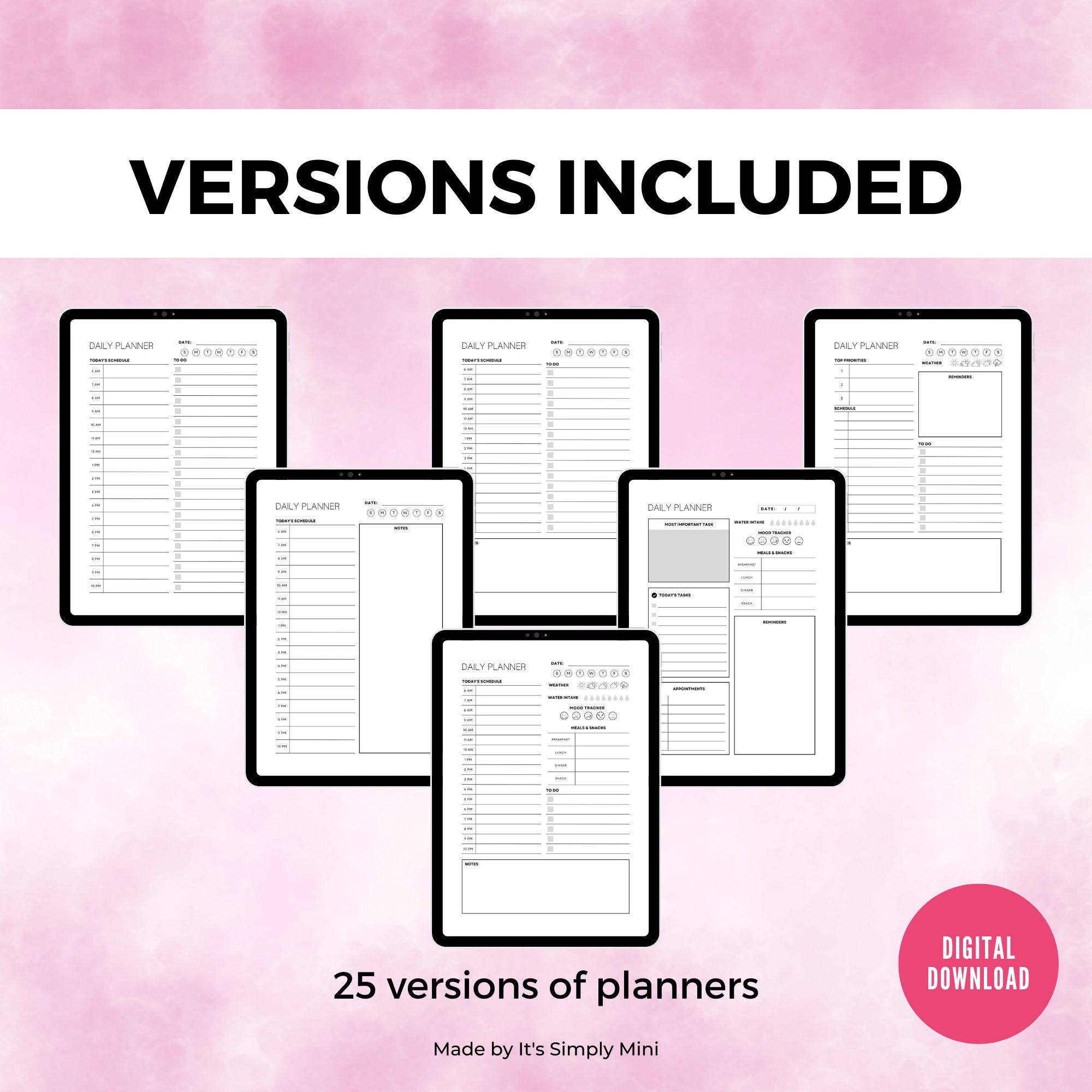 Printable Daily Planner Bundle A4 A5 and US Letter Sizes - Etsy
