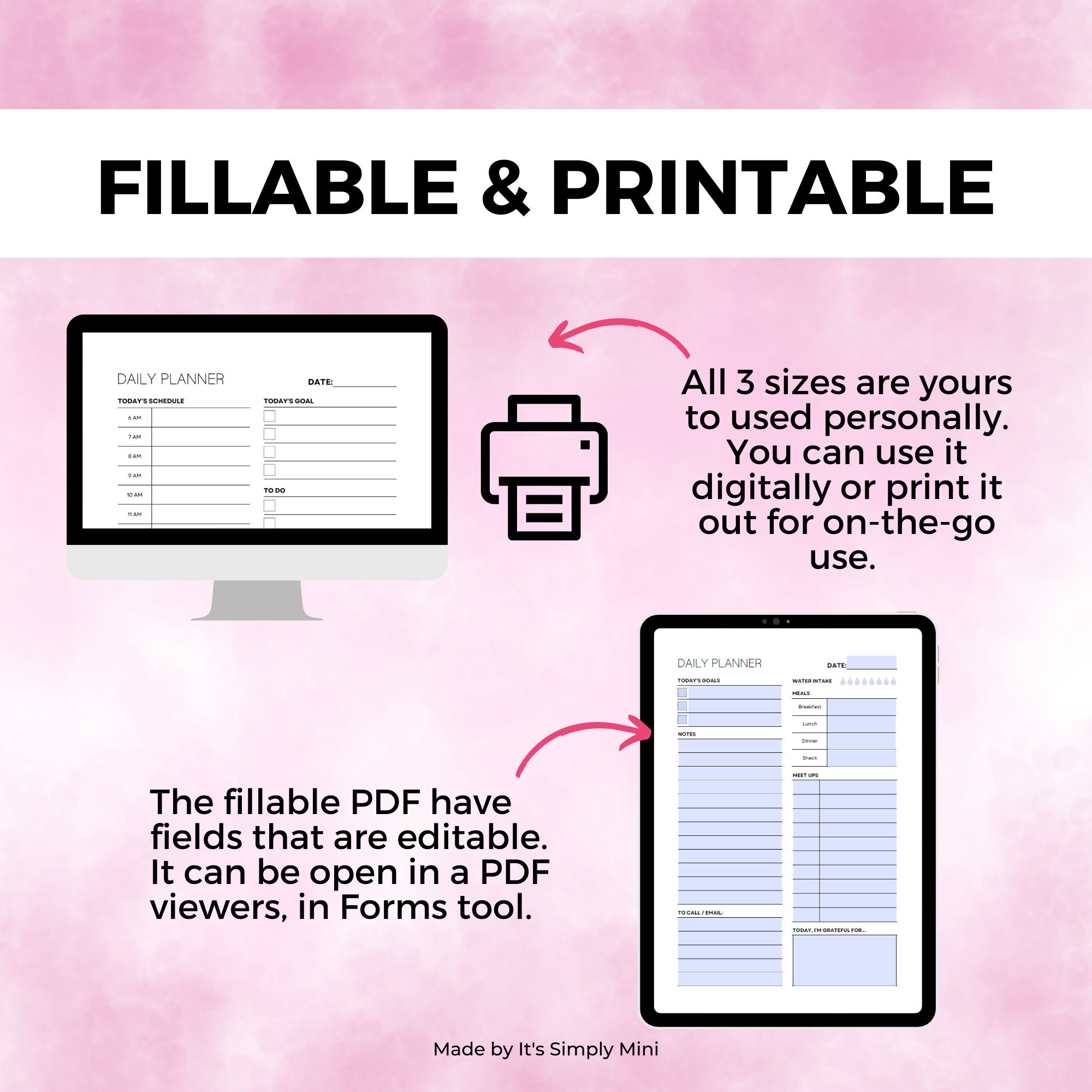 Printable Daily Planner Bundle A4 A5 and US Letter Sizes - Etsy
