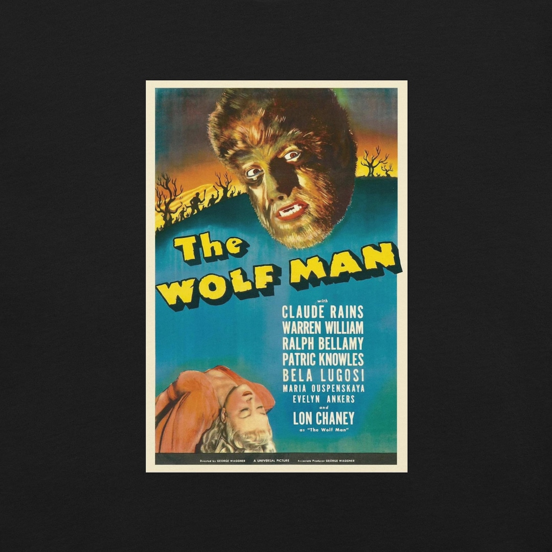The Wolf Man (1941) - Lon Chaney Jr. Vintage Movie Poster Unisex Cotton ...
