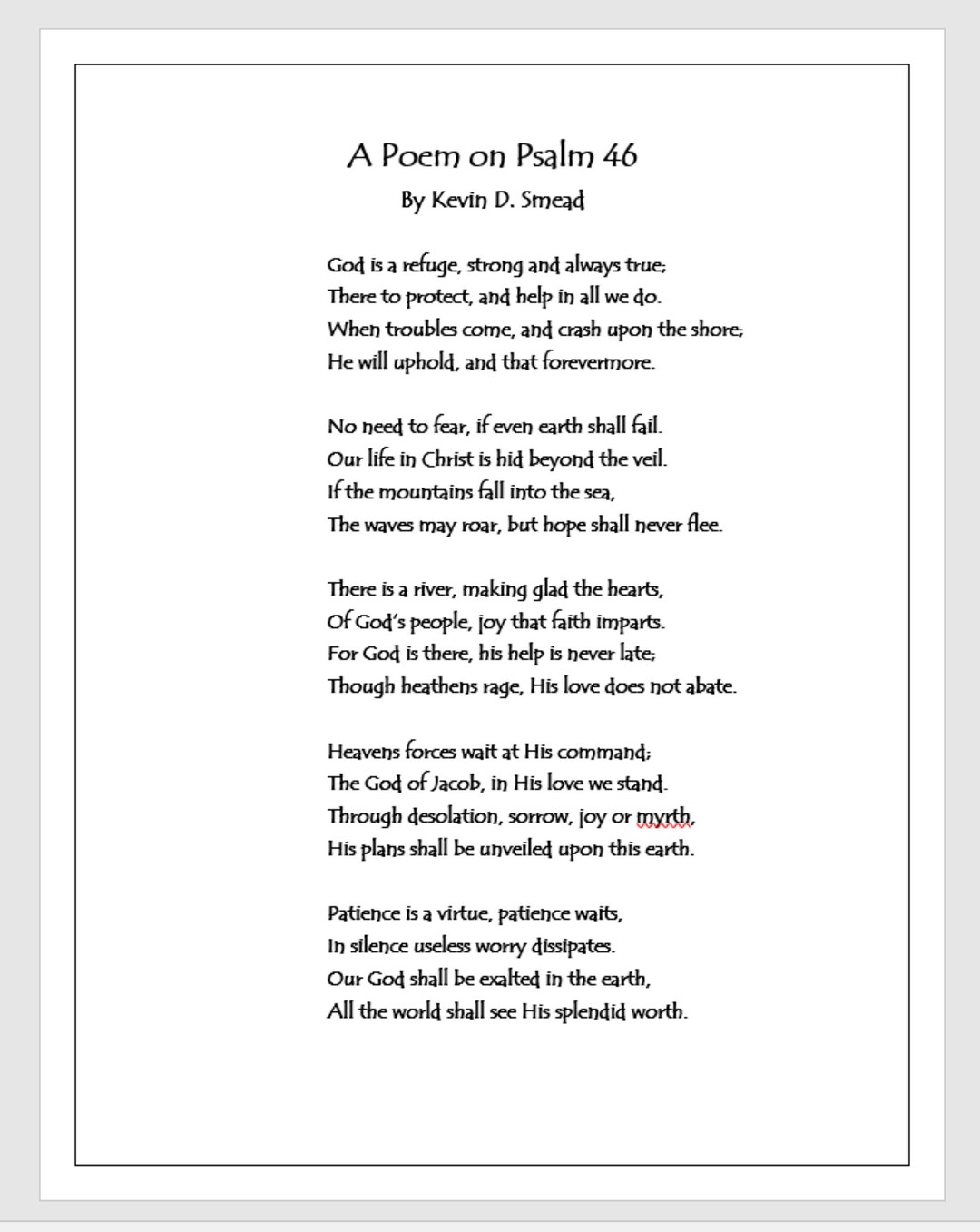 A Poem on Psalm 46 - Etsy