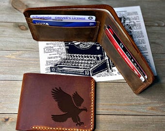 Bald Eagle Leather Wallet, Custom Wallet Name for Men, Hunting Gift for ...