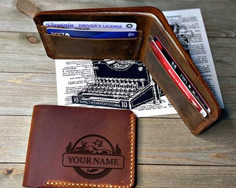 Bald Eagle Leather Wallet, Custom Wallet Name for Men, Hunting Gift for ...