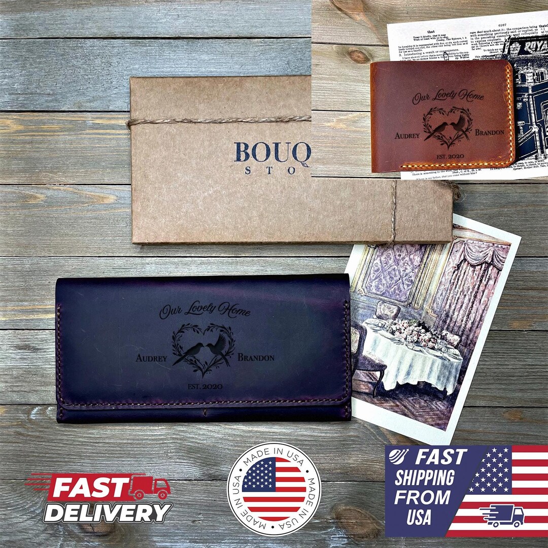 Couple Man & Woman Wallet Set, Hand Made Wallet Gift, Wedding ...