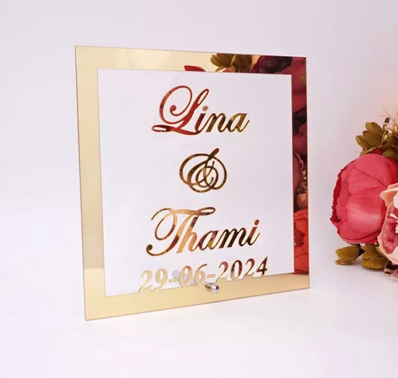 Custom Acrylic Mirror With Names and Date Different Style - Etsy