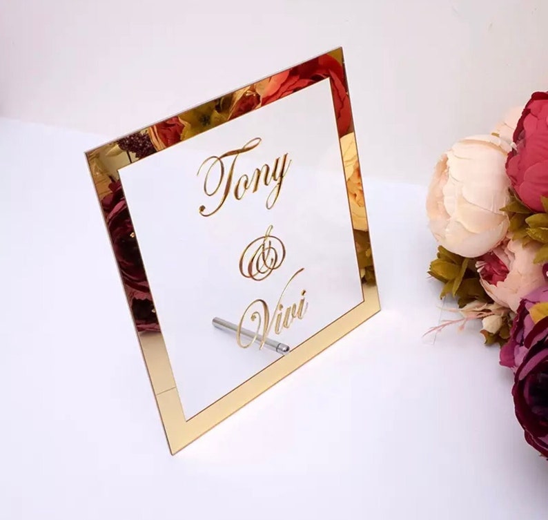 Custom Acrylic Mirror With Names and Date Different Style - Etsy