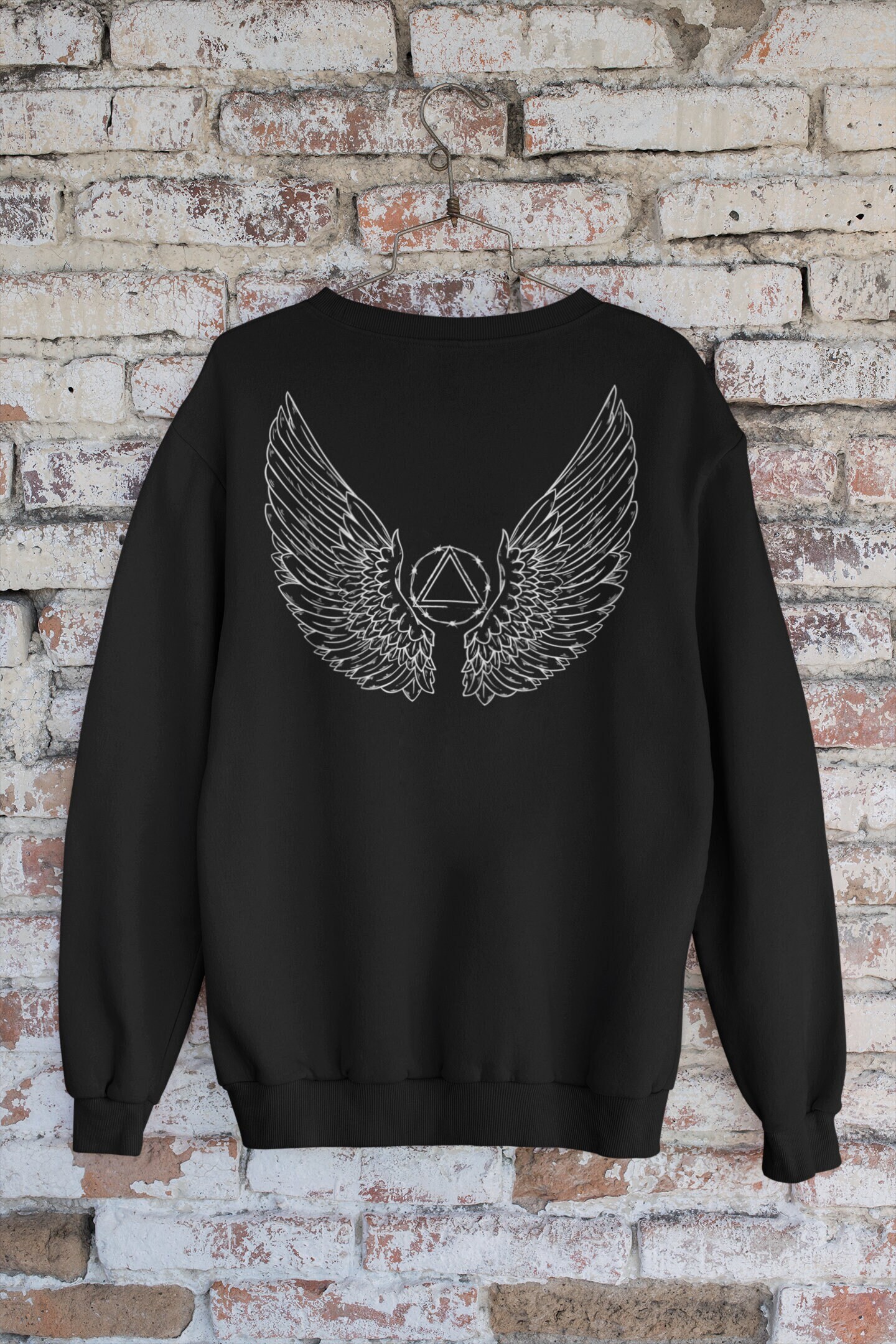 SOBRIETY SYMBOL & WINGS - Black Crewneck Sweatshirt W/ the Sober Era on ...