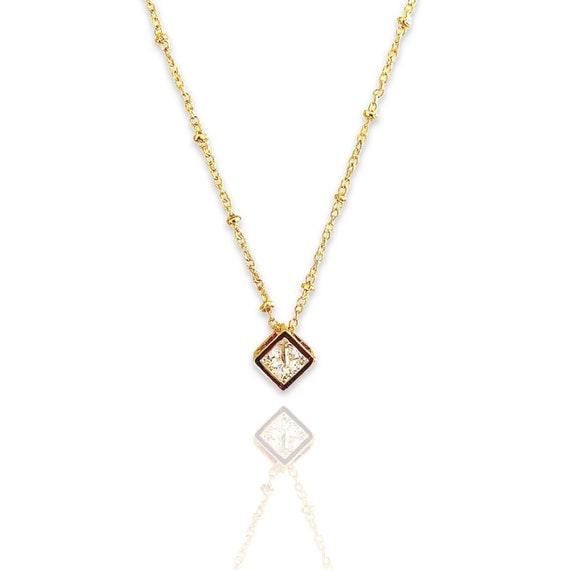 The Crystal Cube Pendant Gold Modern Layering Necklace - Etsy