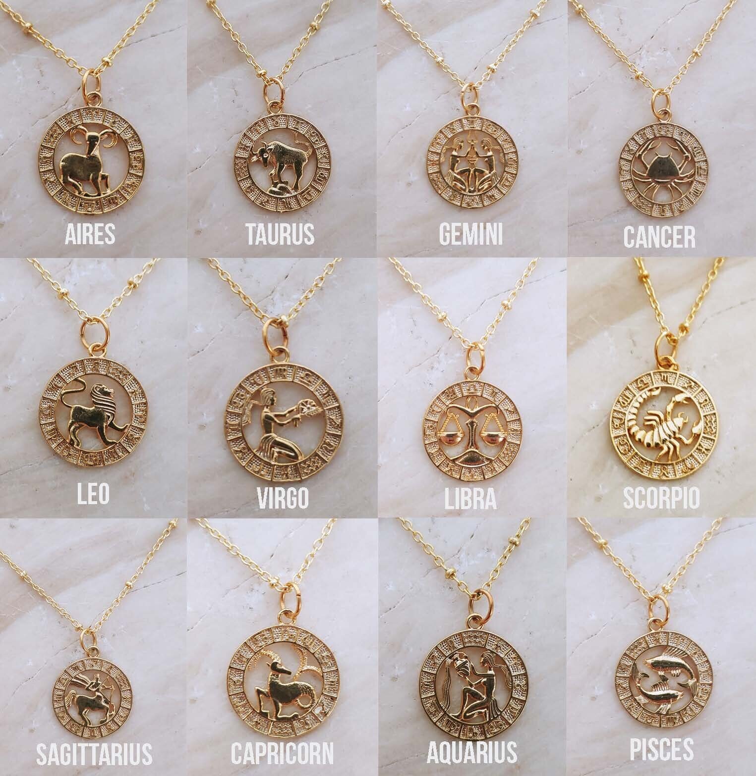 Golden Zodiac Pendant Necklace - Modern Layering Essential Necklace - Etsy