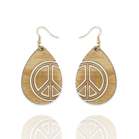 The Peace Sign Drops Hand Painted Statement Earrings - Etsy