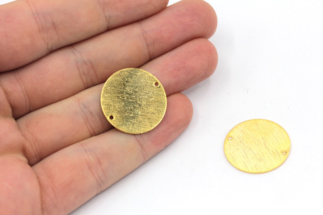 25mm 24k Shiny Gold Textured Disc Charm, 2 Holes Round Disc, Stamping ...