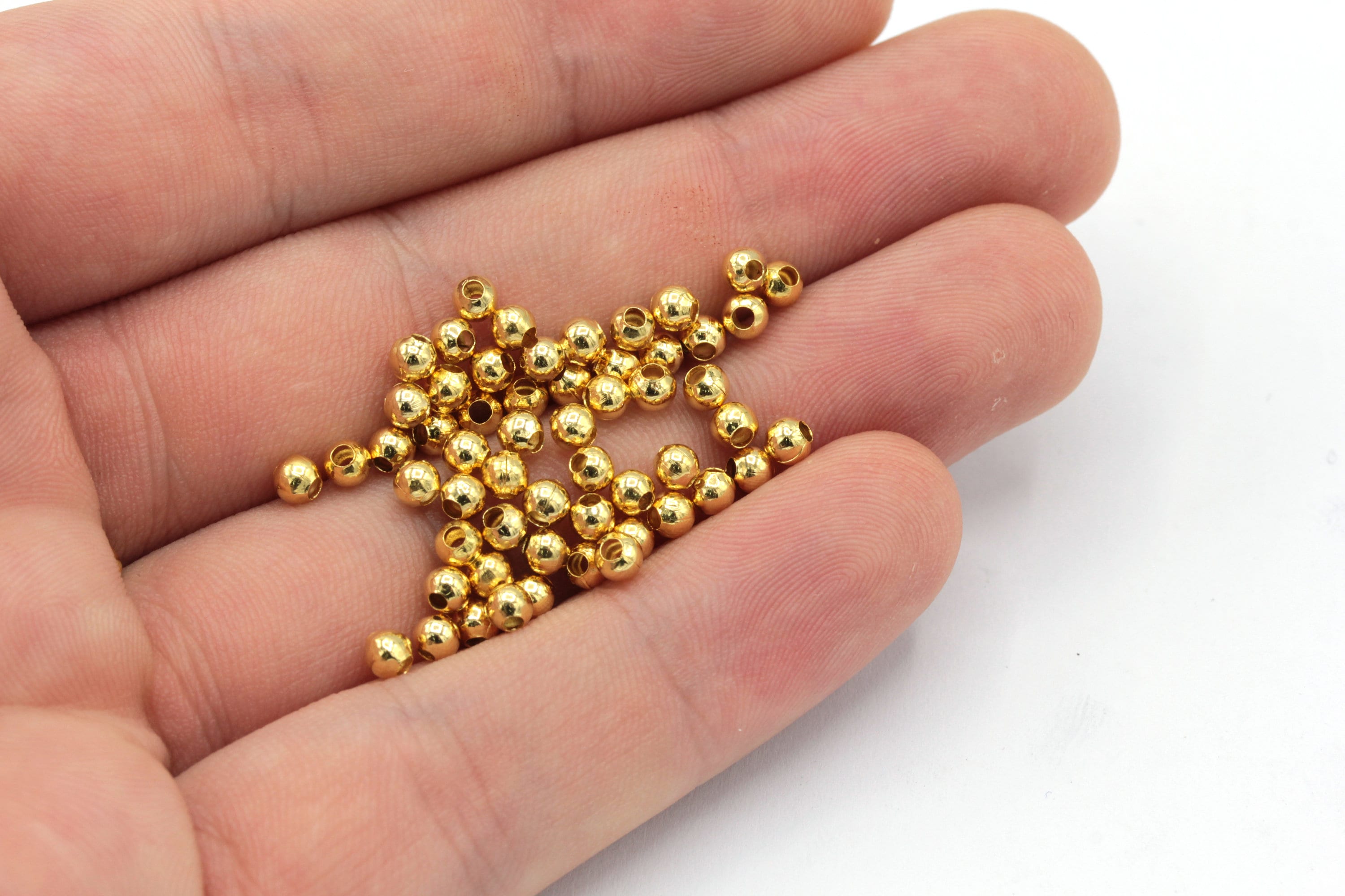 3mm 24k Shiny Gold Tiny Ball Beads , Ball Spacer Beads, Gold Ball Beads ...
