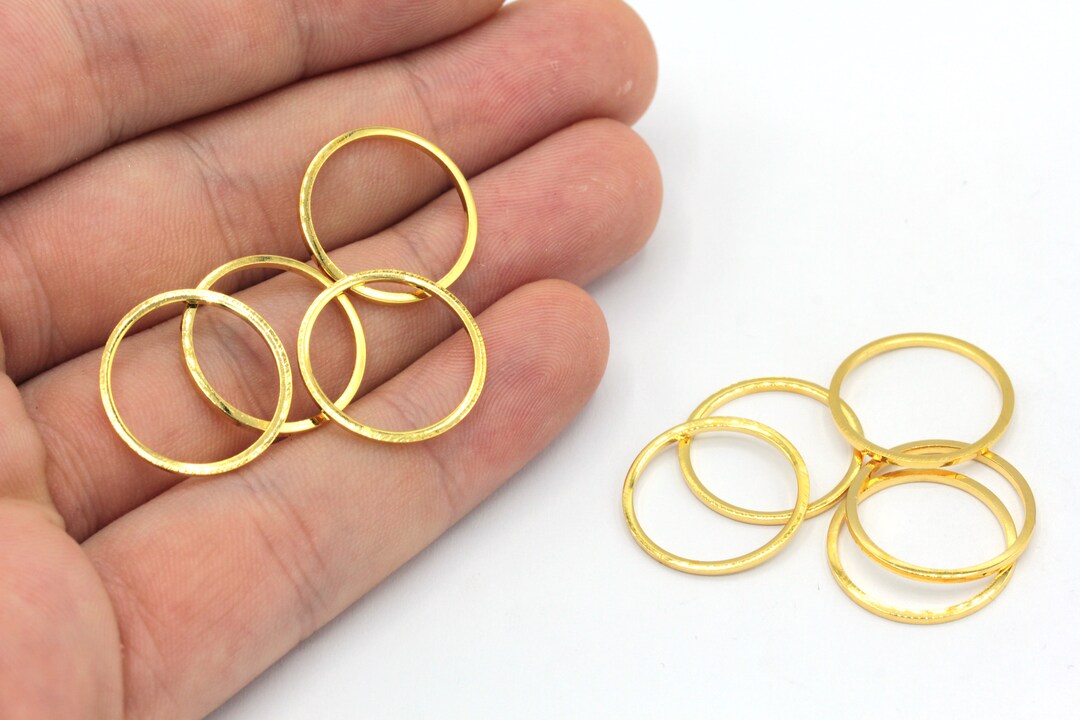 18mm 24k Shiny Gold Round Link, Gold Round Charm, Round Closed Ring ...