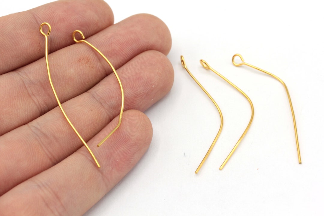 50 Pcs 20 Ga 50mm 24k Shiny Gold Plated Eye Pin, Gold Eye Pin, Eye Pins ...