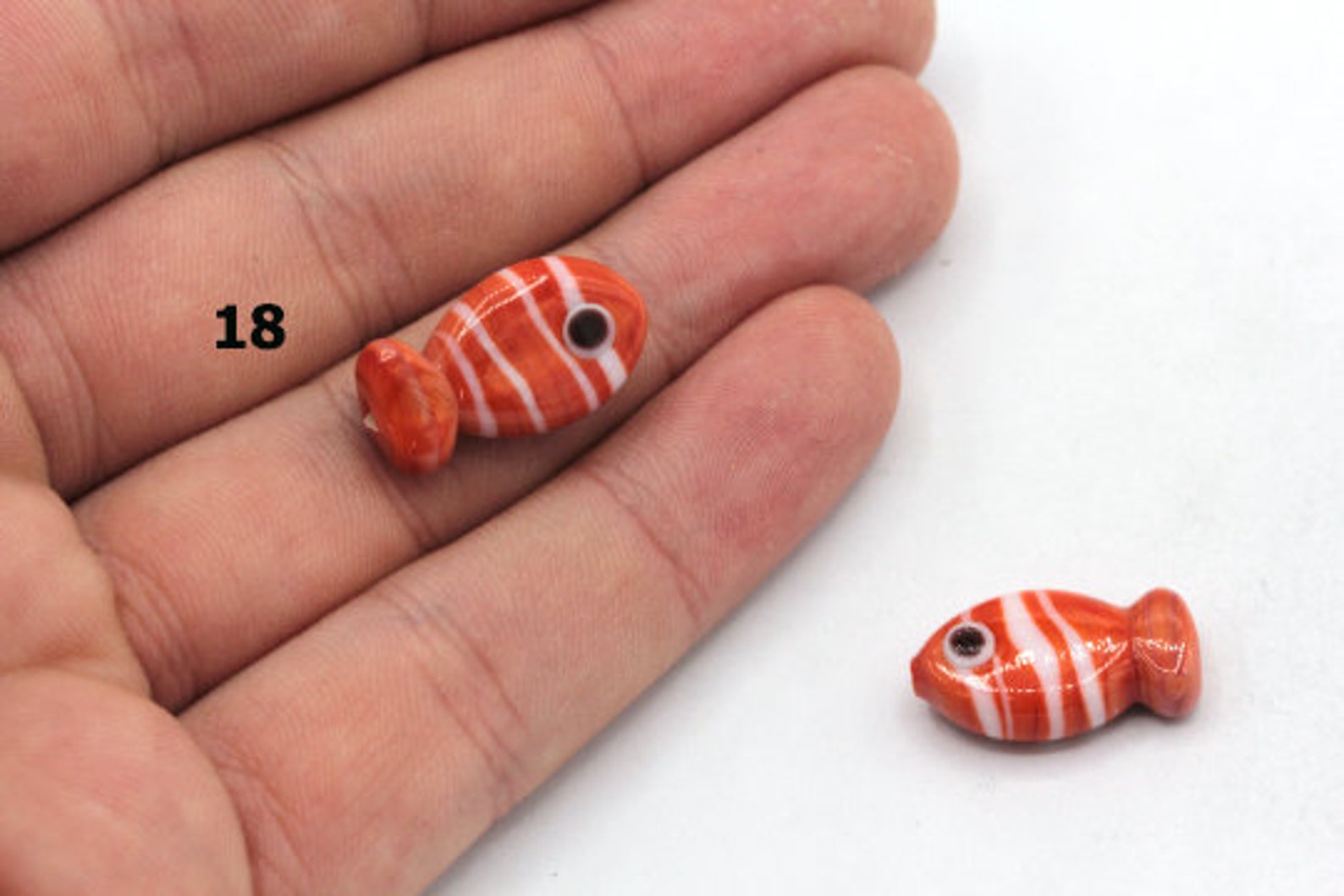 12x23mm Hand Made Murano Glass Fish Beads, Murano Fish Charm, Murano ...