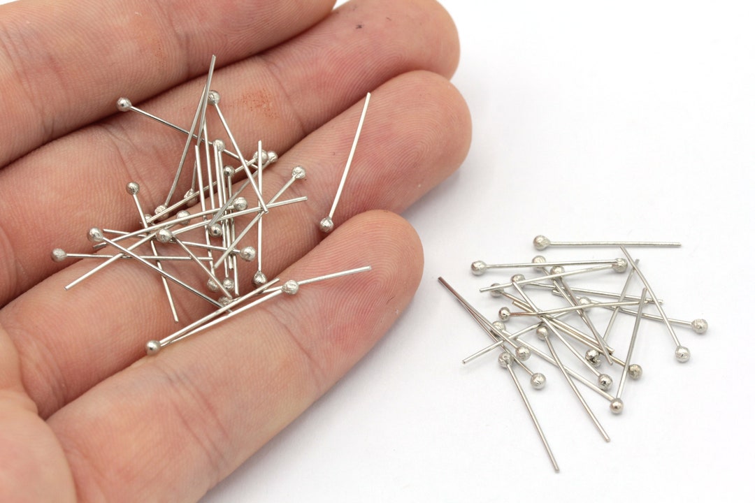 50 Pcs 23 Ga 20mm Silver Ball Head Pin, Silver Ball Head Pin, Head Pins ...