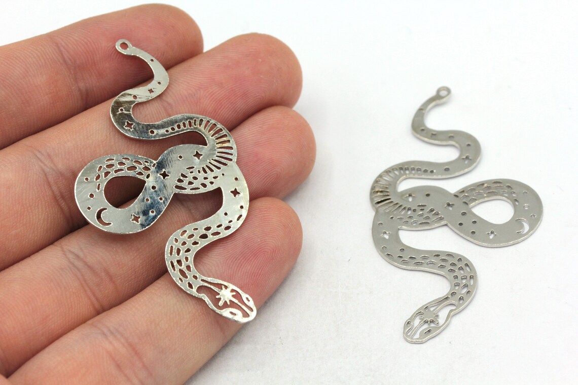 30x55mm Brass Large Snake Charm, Animal Pendant, Snake Earrings ...