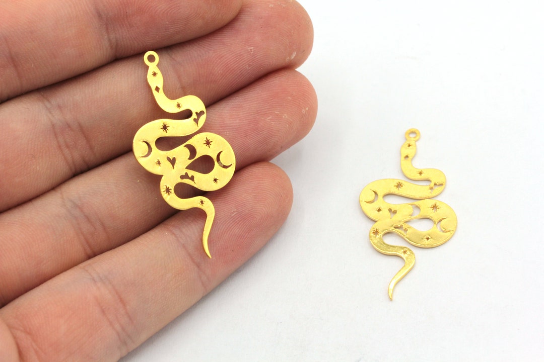 18x38mm 24k Shiny Gold Snake Charm, Animal Pendant, Gold Snake Earring ...