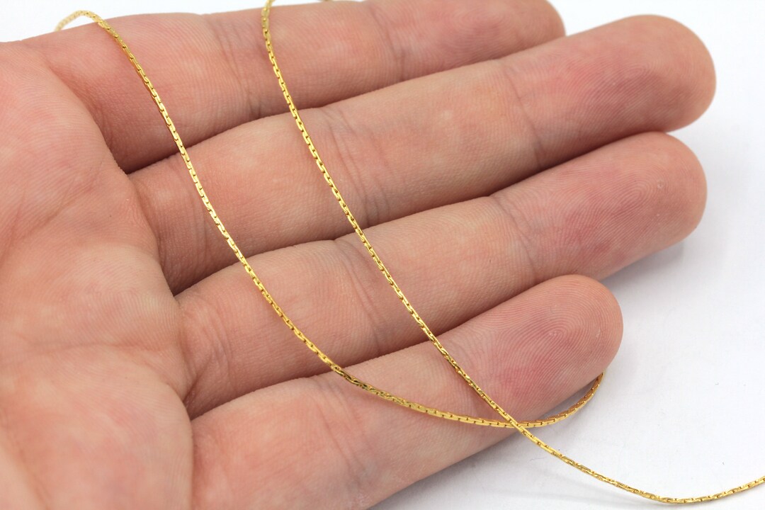 0.7mm 24k Shiny Gold Plated Tiny Snake Chain, Gold Cable Chain, Dainty ...