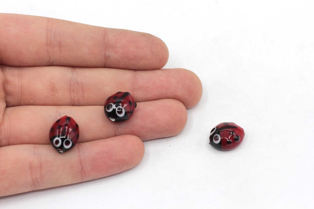 12x15mm Hand Made Murano Glass Ladybird Beads, Murano Ladybird Charm ...