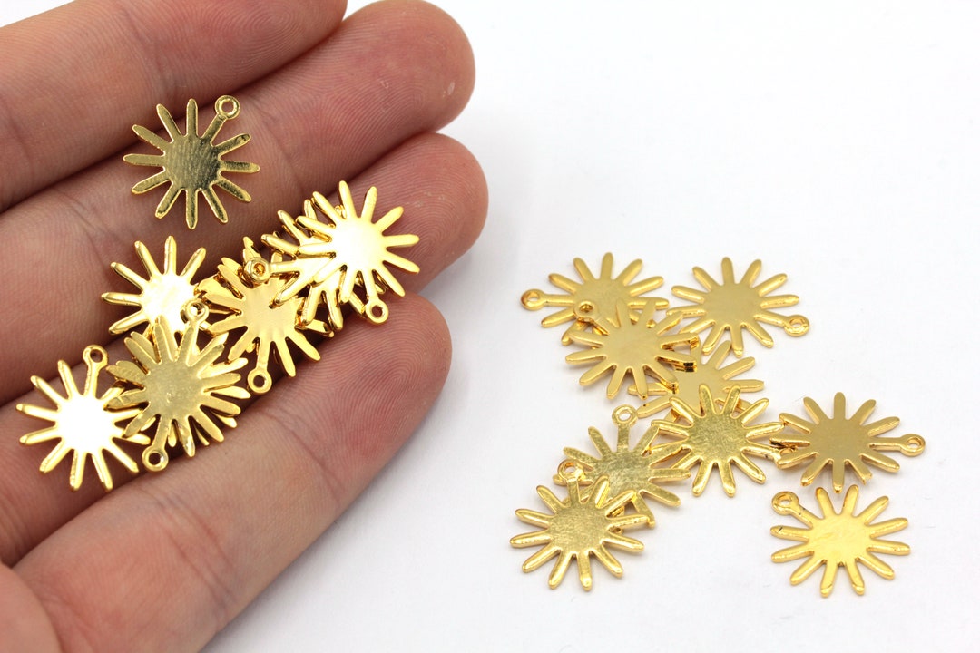 15mm 24k Shiny Gold Mini Sun Charm, Tiny Sun Pendant, Gold Celestial ...