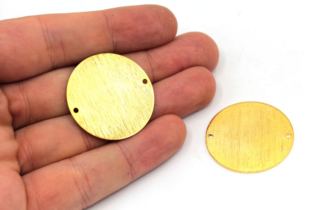 30mm 24k Shiny Gold Textured Disc Charm, 2 Holes Round Disc, Stamping ...