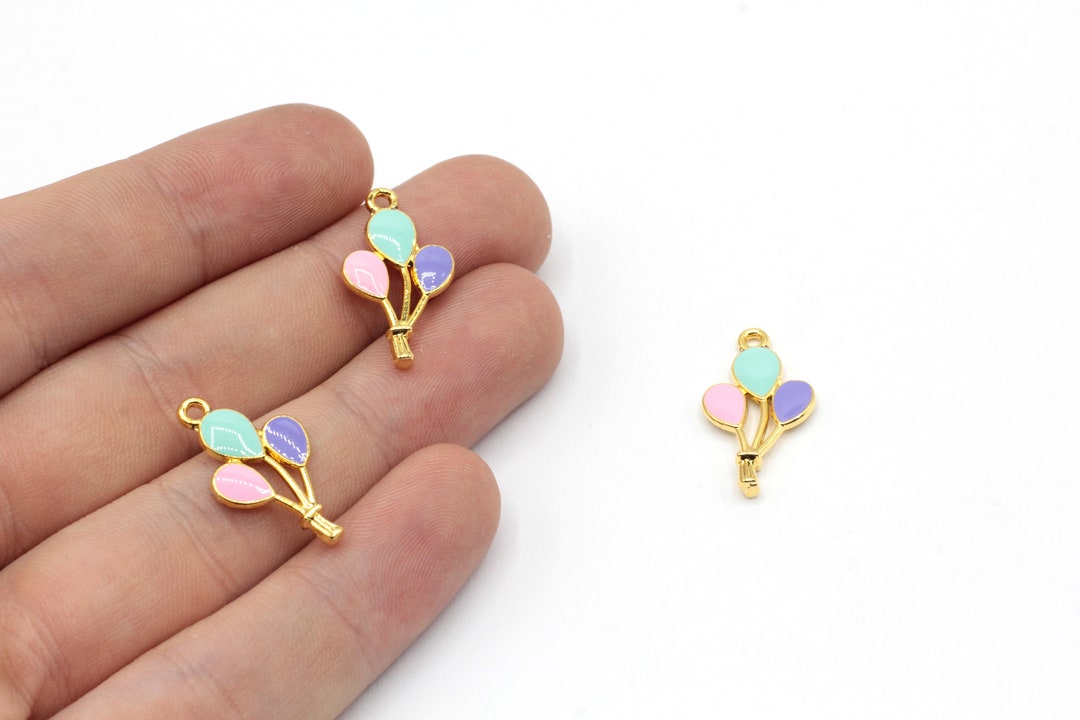 12x22mm 24k Shiny Gold Balloon Charm, Enamel Balloon Charm, Colorful ...