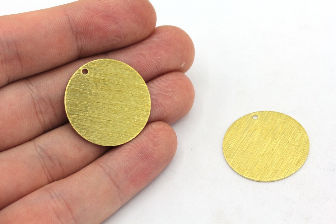 25mm Brass Large Round Charm, Round Disc Charm, Stamping Tag, Textured ...