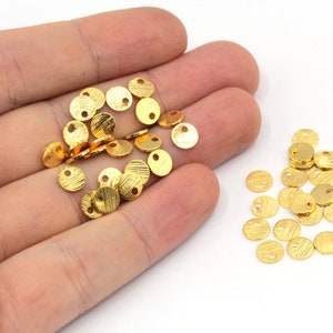6mm 24k Shiny Gold Plated Tiny Round Charm, Gold Disc Charm, Stamping ...