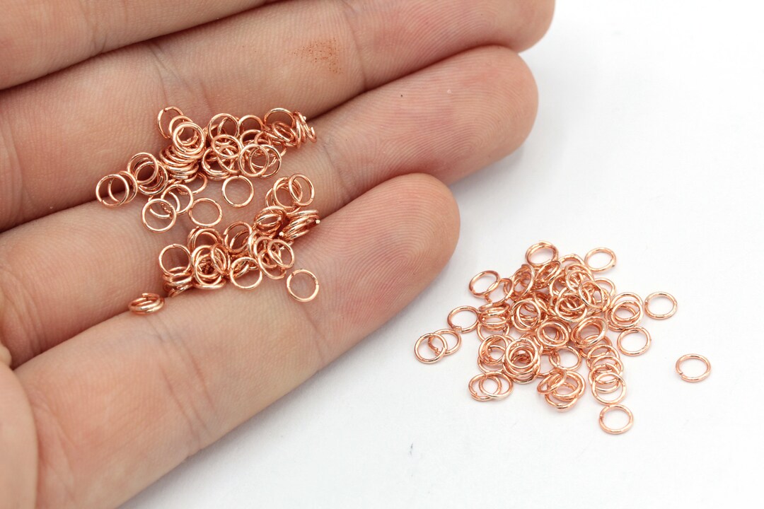 50 Pcs 0.6x4mm Rose Gold Plated Jump Ring, Open Jump Ring, Rose Connector, Bulk Jump Ring, Tiny ...