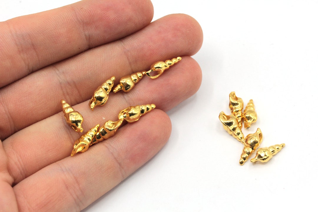 5x14mm 24k Shiny Gold Plated Mini Snail Shell Charm, Spike Shell Charm ...