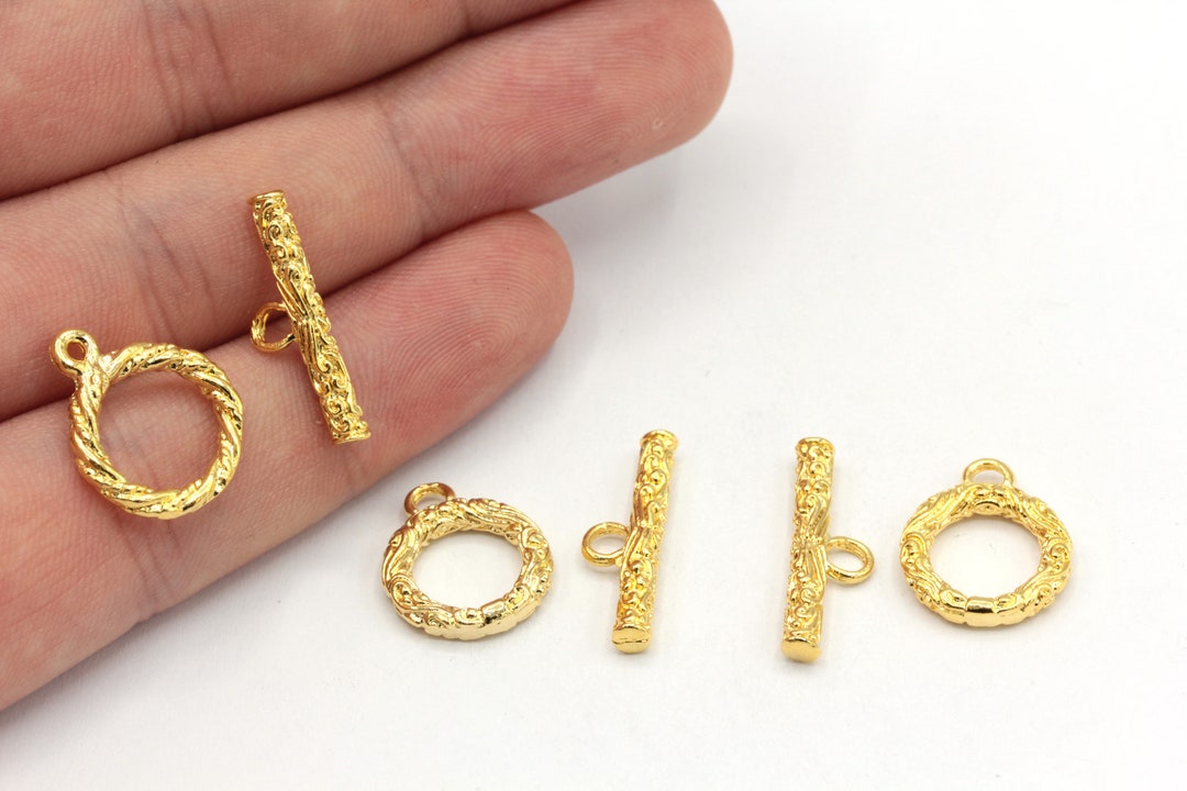 13x15mm 24k Shiny Gold Plated Toggle Clasps, Tiny Toggle Clasp, Gold ...