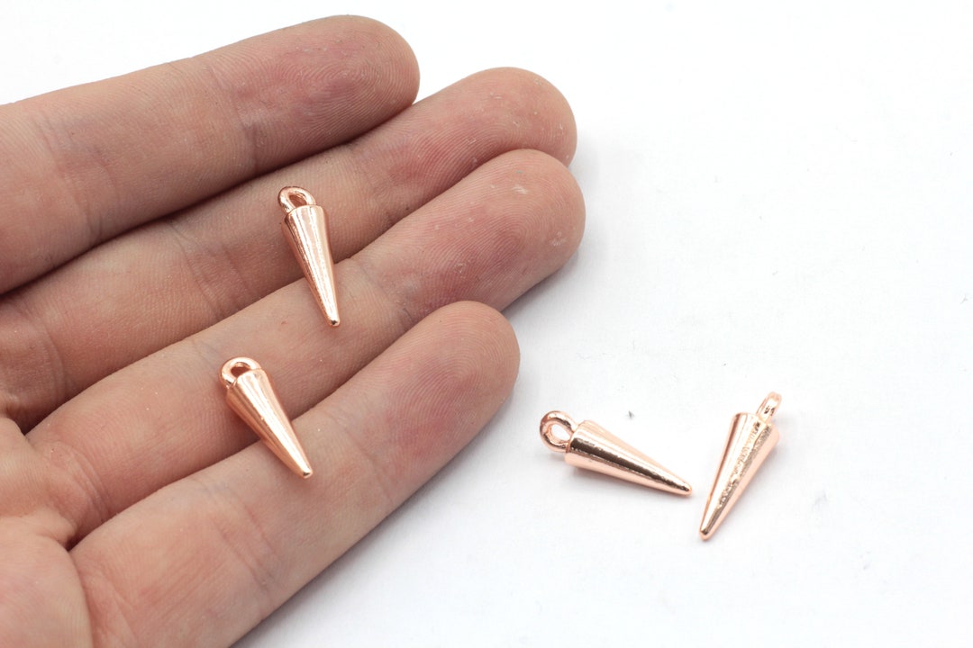 6x20mm Rose Gold Plated Spike Charm, Long Spike Pendant, Spike Cone ...