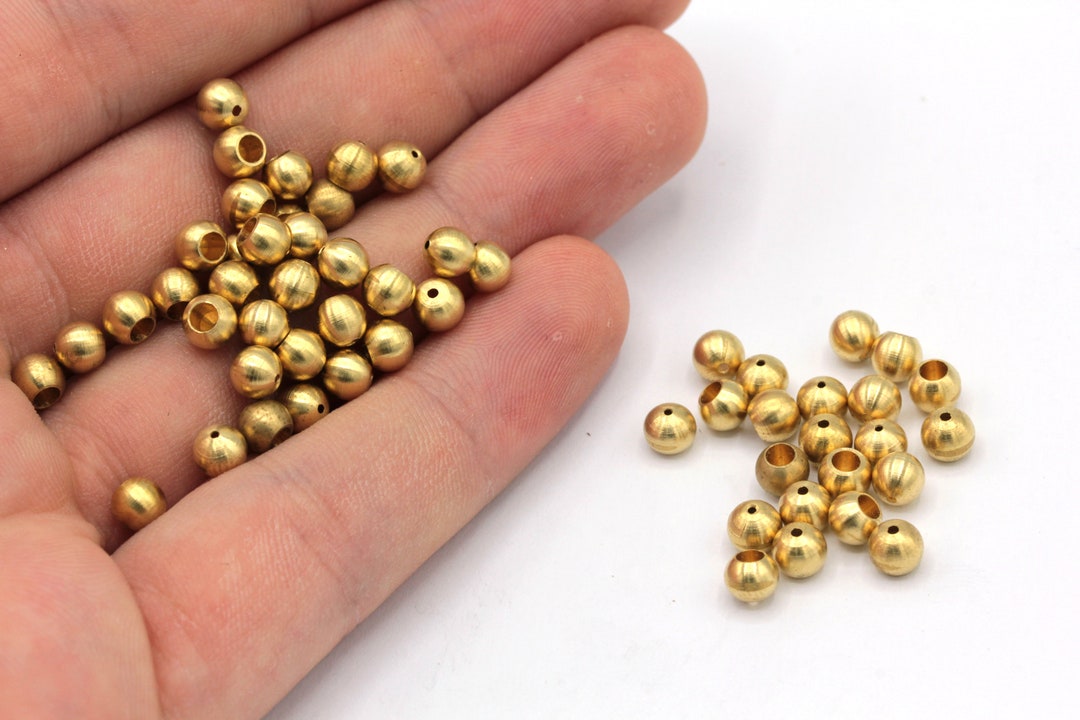 6mm Raw Brass Ball End Caps, Hole Inner Size 5mm, Half Drilled Beads ...