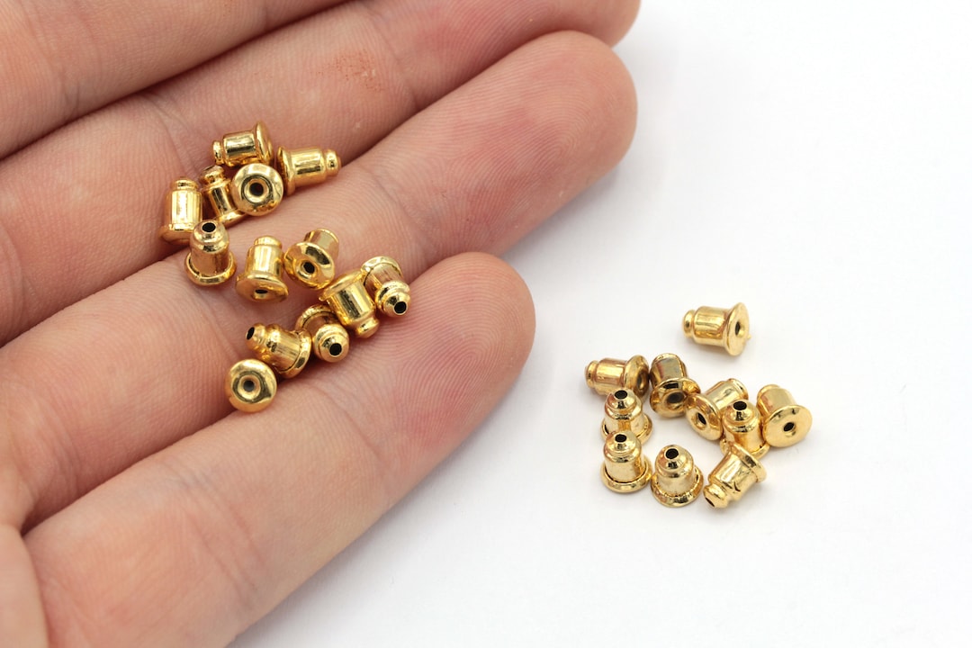 24k Shiny Gold Plated Earring Backs, Earrings Stopper, Clutch Earring ...