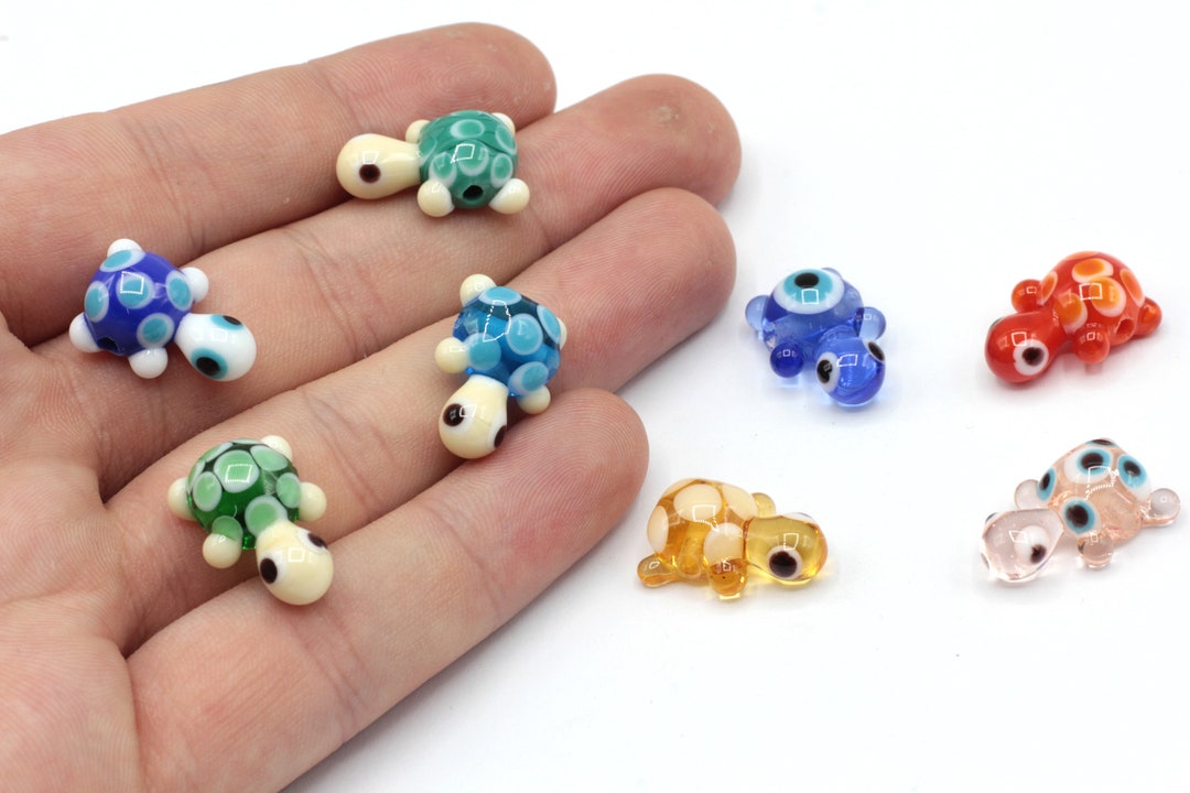 15x20mm Hand Made Murano Glass Turtle Beads, Murano Turtle Charm ...