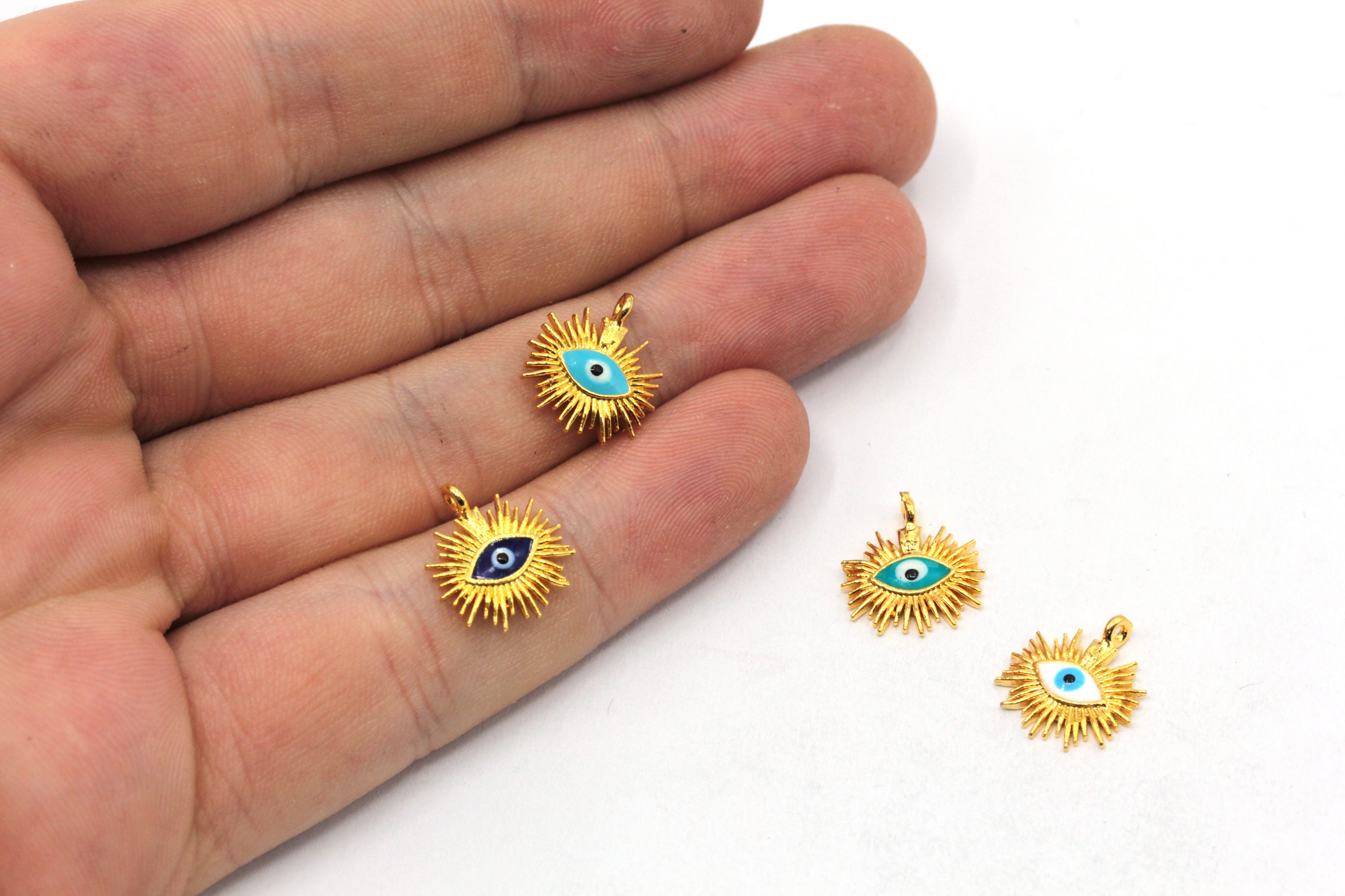 12x13mm 24k Shiny Gold Evil Eye Charm Enamel Evil Eye Charm - Etsy
