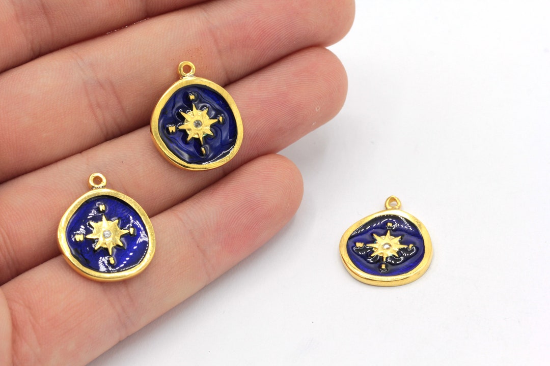 17x19mm 24k Shiny Gold Compass Charm, CZ Micro Pave Compass Charm ... 17x19mm 24k Shiny Gold Compass Charm, CZ Micro Pave Compass Charm ...