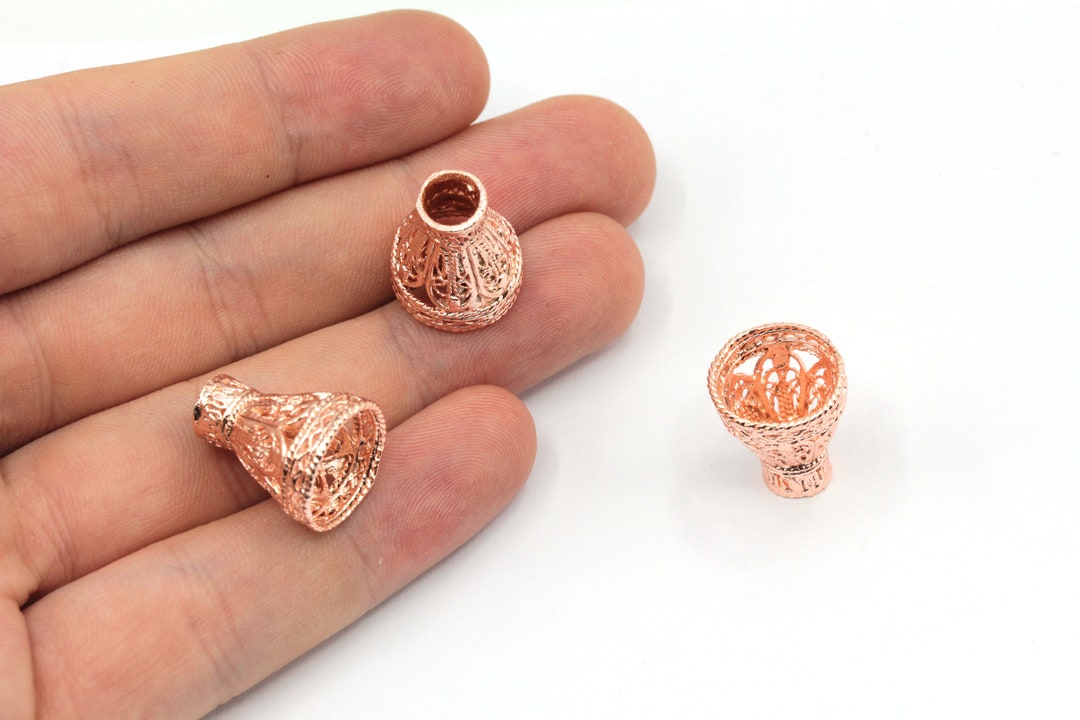 10x20mm Rose Gold Plated Cone Caps, Filigree Cone Cap, Cones, Bead Caps ...