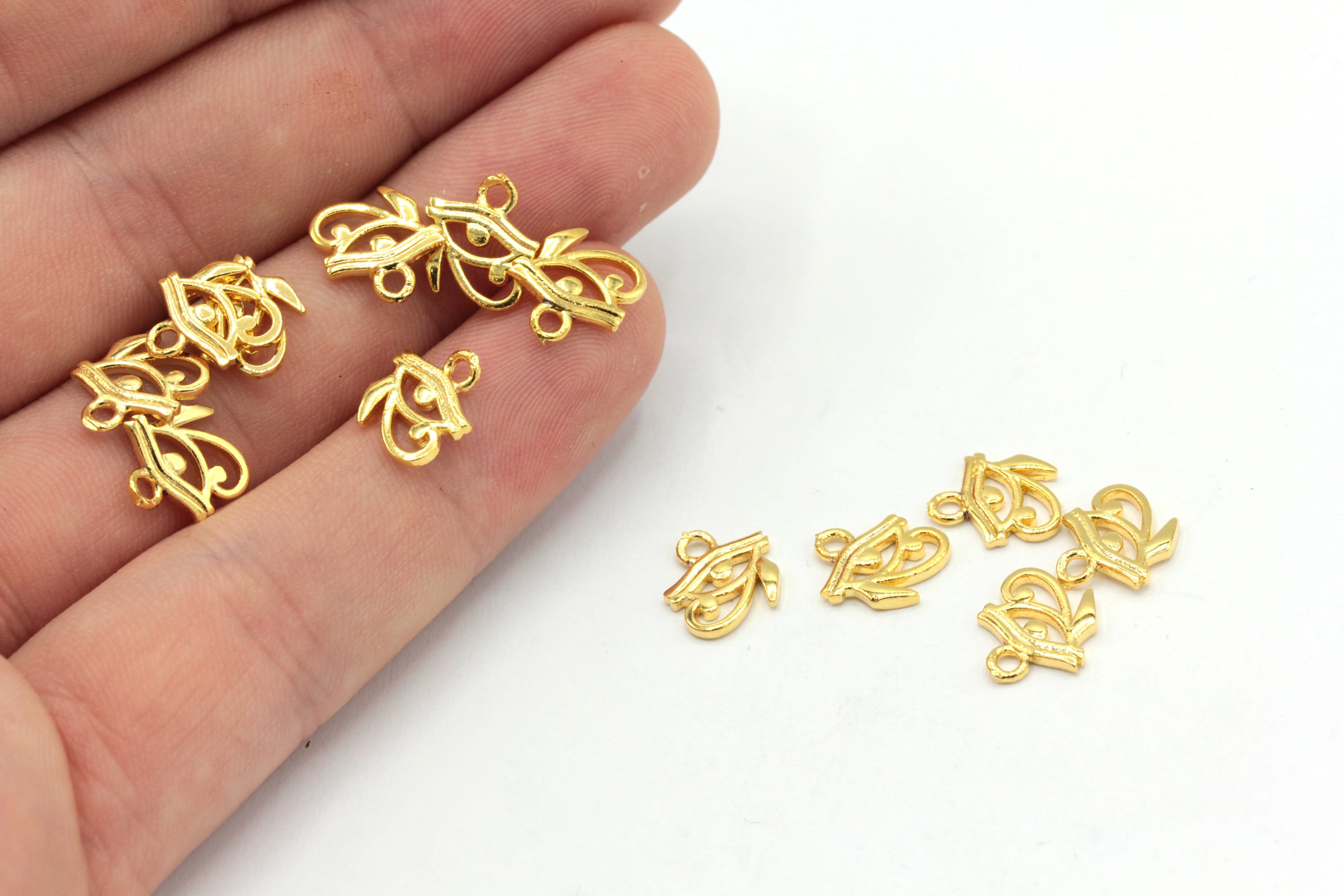 10 Pcs 9x11mm 24k Shiny Gold Plated Mini Eye of Horus Ra Charm, Tiny ...