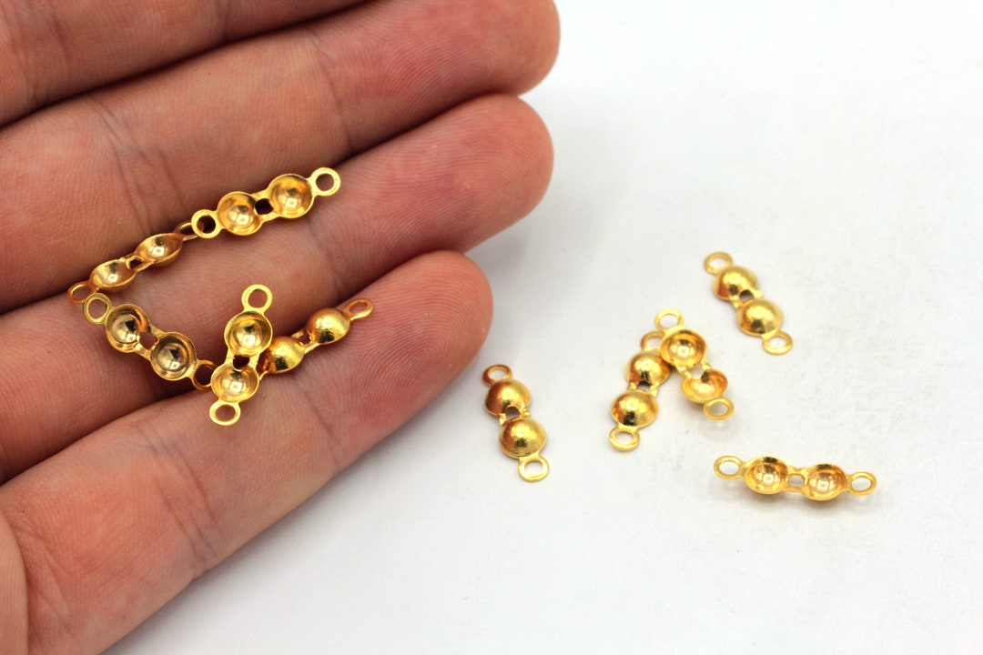 10 Pcs 5x17mm 24k Shiny Crimp Beads, Ball Chain Clasp, Gold Ball Chain ...