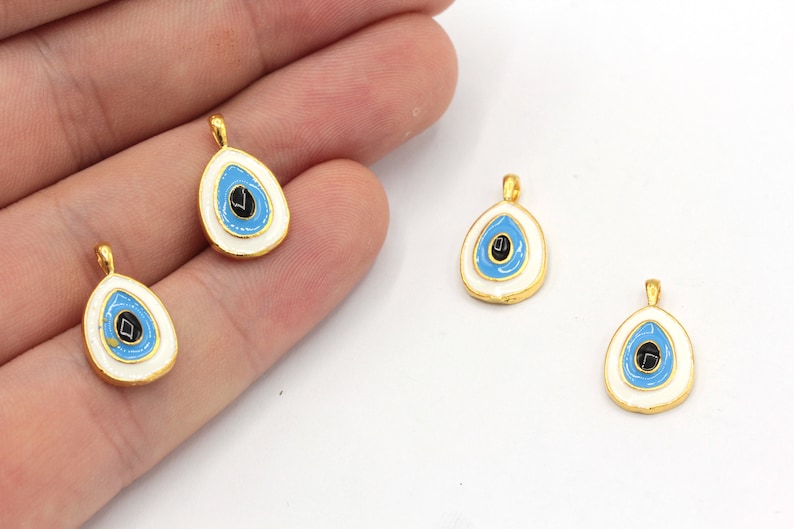 10x18mm 24k Shiny Gold Evil Eye Drop Charm Enamel Evil Eye - Etsy