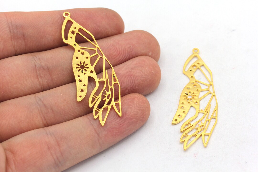 16x50mm 24k Shiny Gold Lady Hand Charm, Celestial Charm, Hand Charm ...