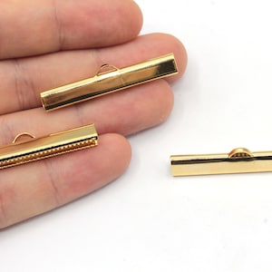 40mm 24k Shiny Gold Plated Ribbon Clasps, Crimp End Caps, Ribbon Claws ...