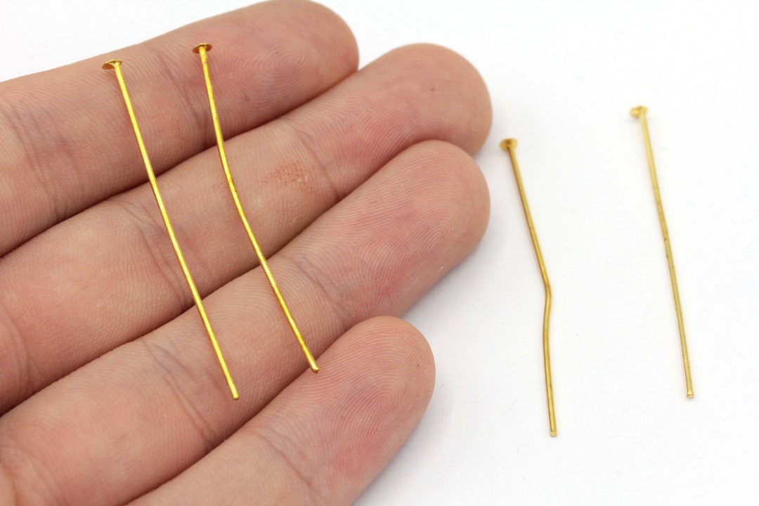50 Pcs 20 Ga 45mm Brass Flat Head Pin, Gold Tone Flat Head Pin, Head ...