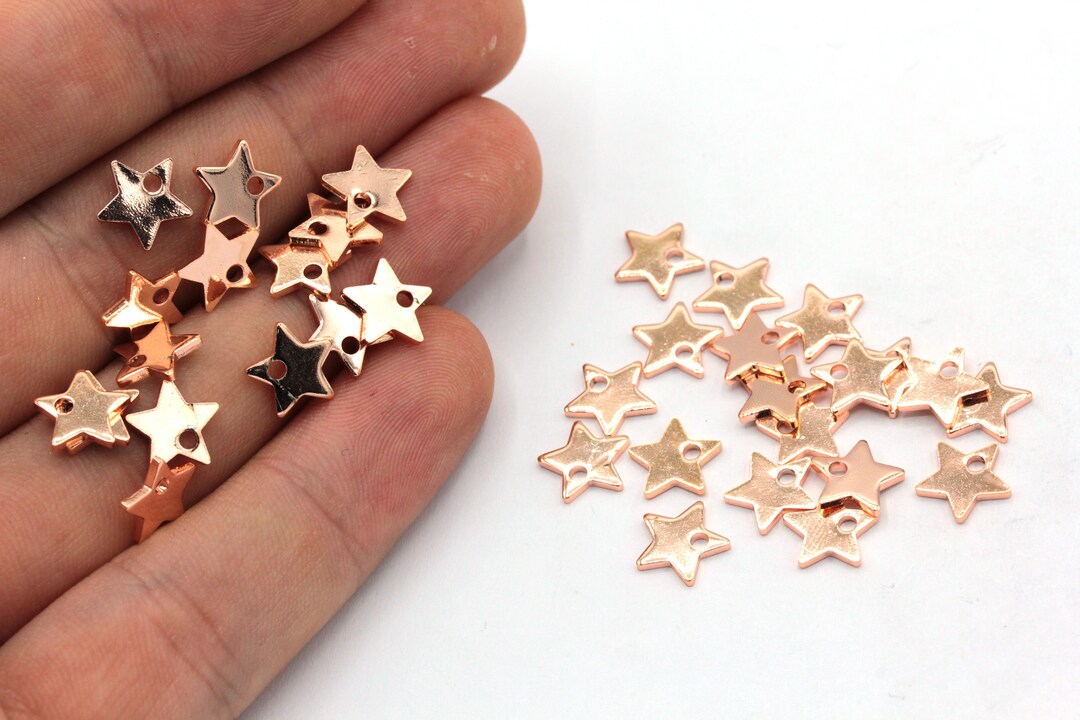 6x10mm Rose Gold Plated Mini Star Charm, Tiny Star Charm, Rose Star ...