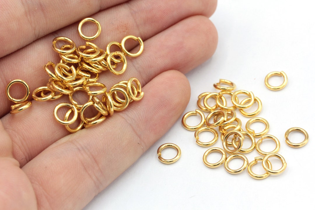 50 Pcs 1.2x7mm 24k Shiny Gold Plated Jump Ring, Open Jump Ring, Gold ...