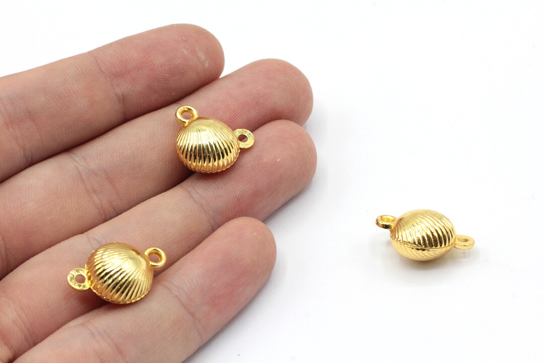 17x21mm 24k Shiny Gold Sea Shell Magnetic Clasps, Cowrie Magnetic ...