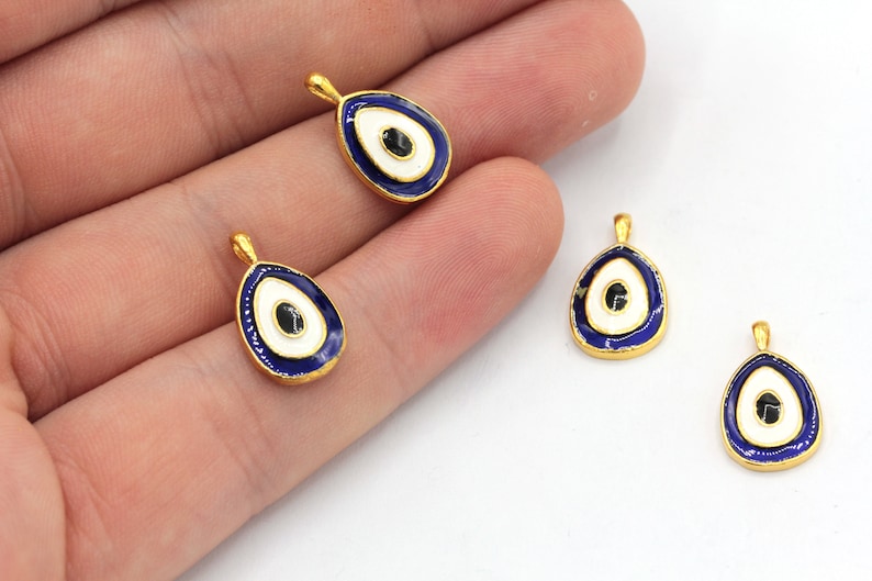10x18mm 24k Shiny Gold Evil Eye Drop Charm Enamel Evil Eye - Etsy