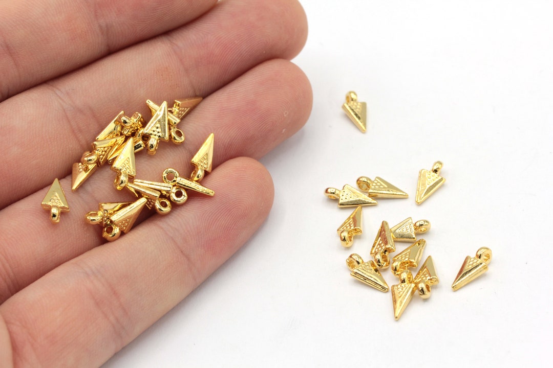 5x10mm 24k Shiny Gold Mini Triangle Charm, Gold Triangle Beads, Mini ...