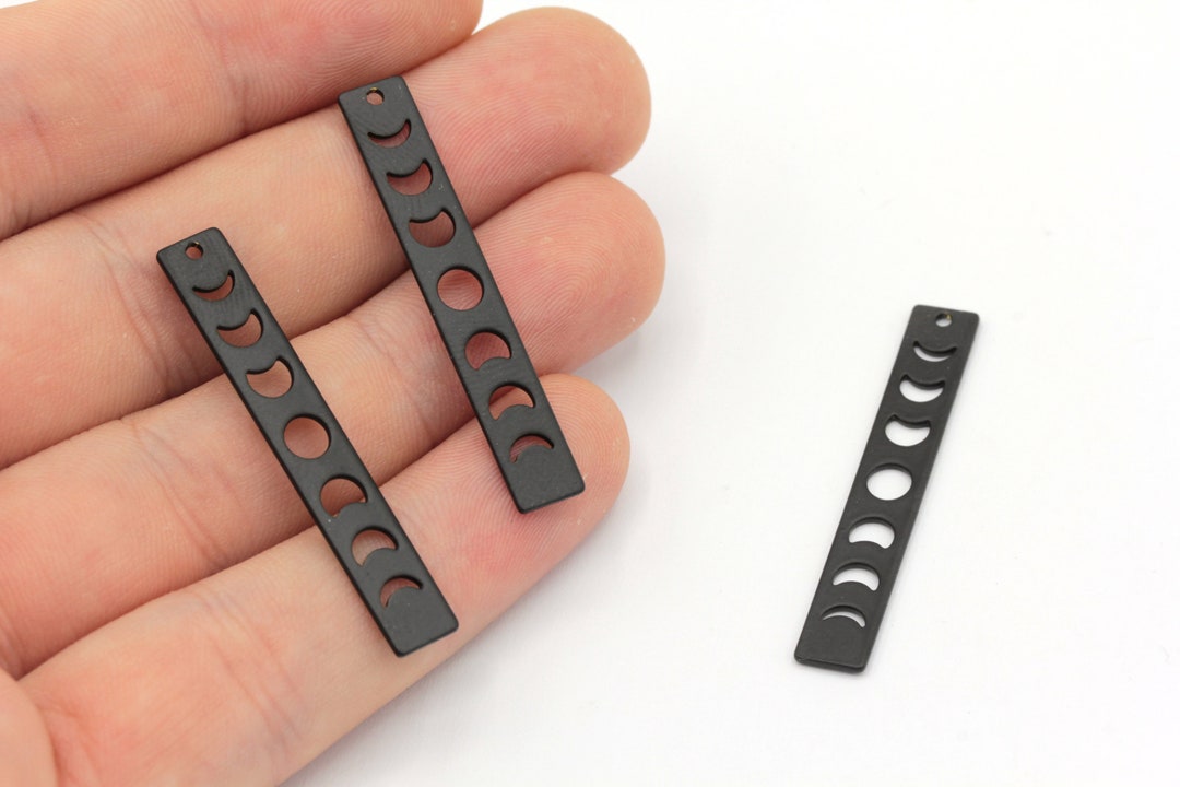 6x40mm Black Stick Bar Charm, Moon Phase Pendant, Moon Phase Bar ...